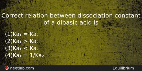 Correct relation between dissociation constant of a dibasic acid is - NEETLab