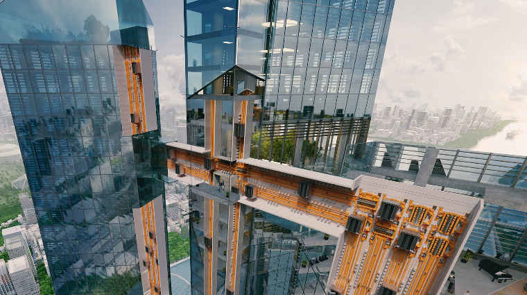 An elevator that can go sideways and even across to other buildings is ...