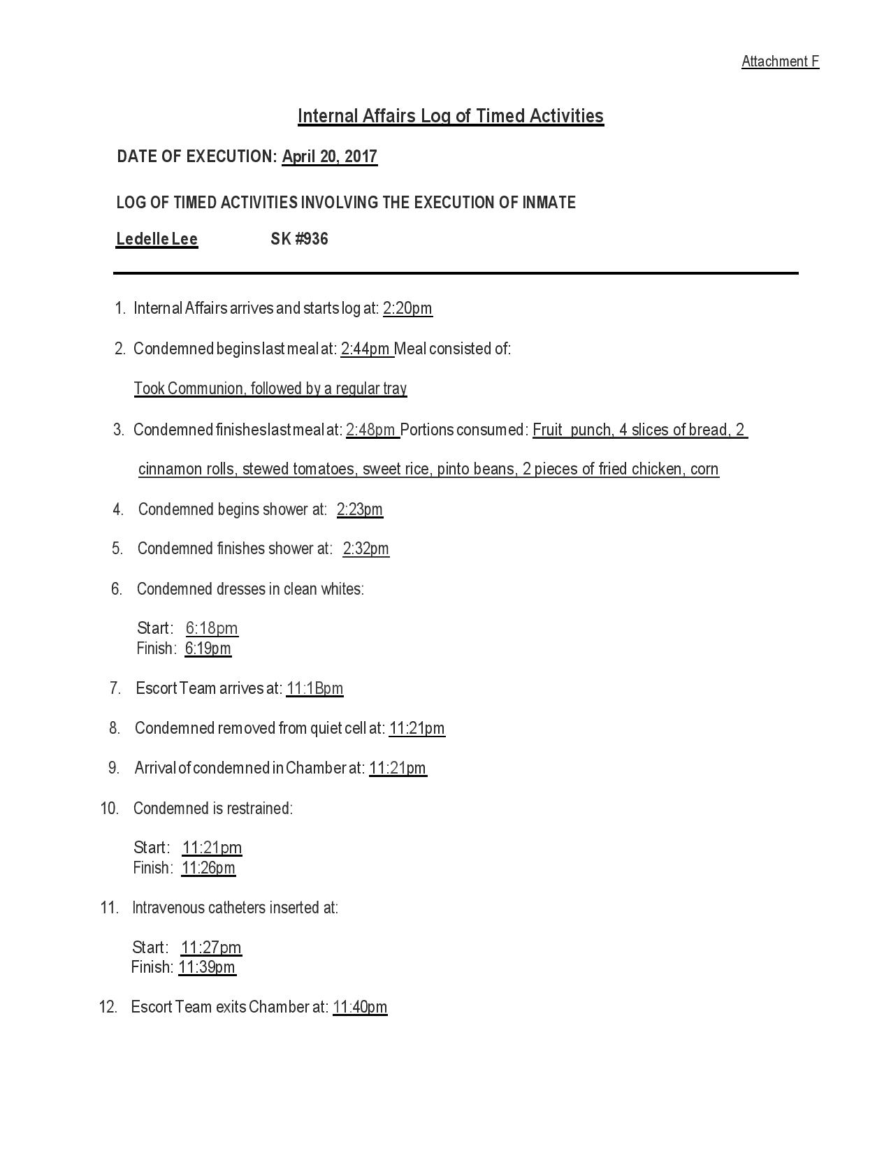 DOCUMENTS: Prison system releases Lee execution log, witness list ...