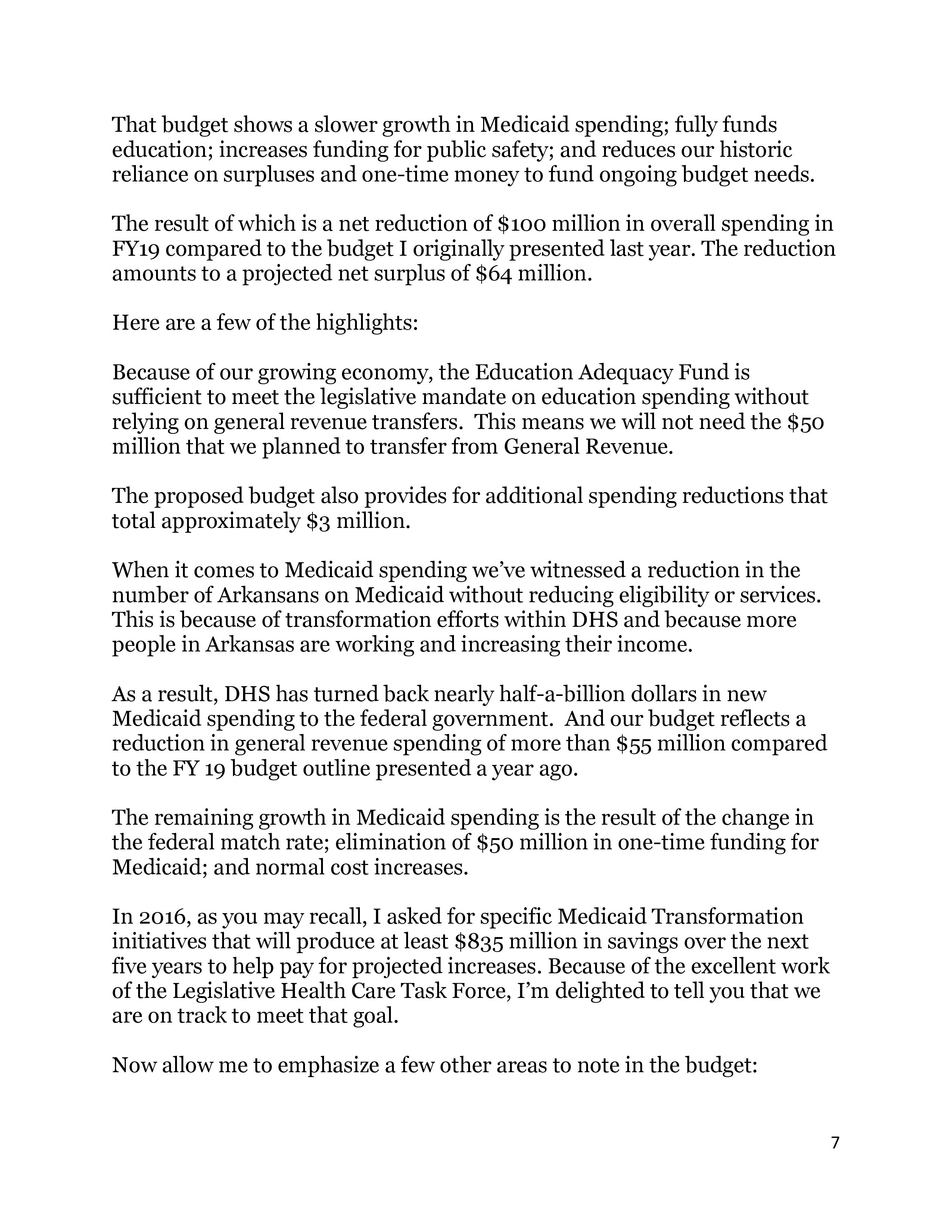 Governor's speech to General Assembly | Governor's speech to General ...