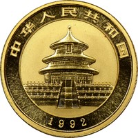 1992 10 Yuan MS Gold Panda Small Date Value | NGC