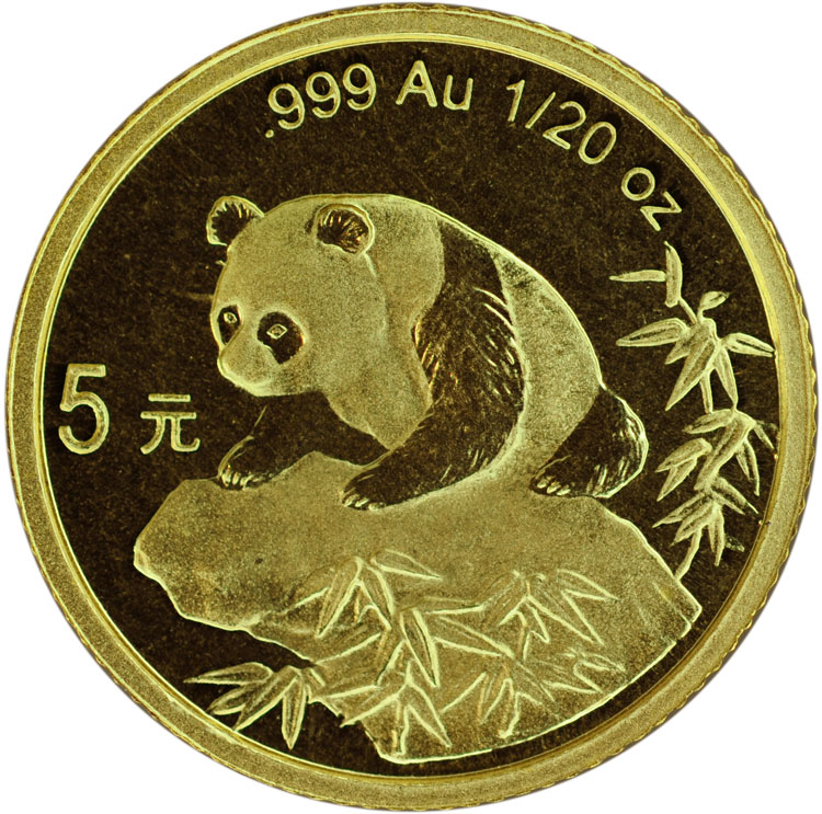 1999 5 Yuan MS Gold Panda Large Date Serif 1 Value | NGC
