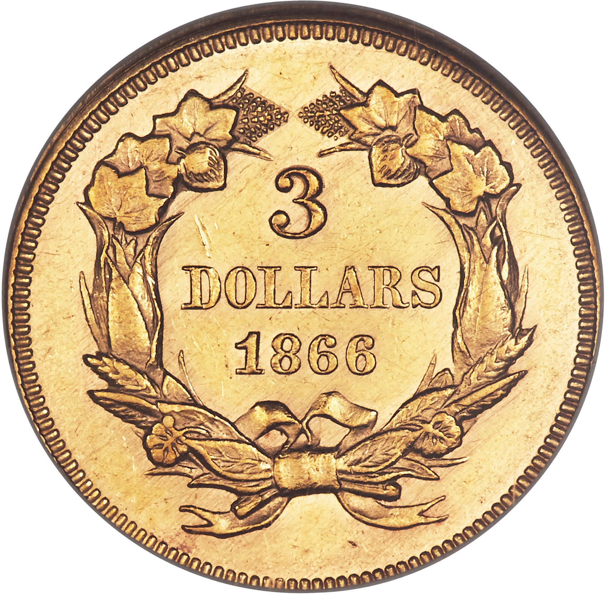 1866 $3 MS Three Dollar Gold | NGC