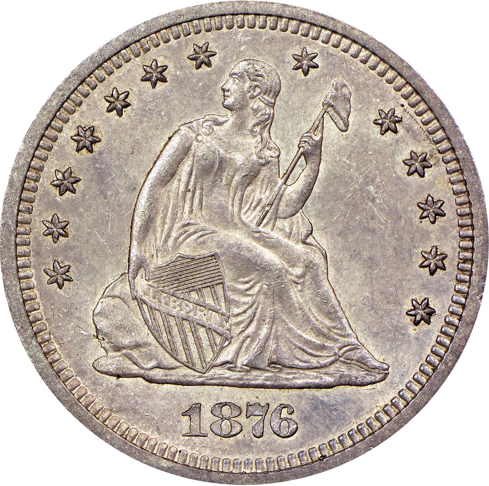 1876 S 25C MS Seated Liberty Quarters | NGC