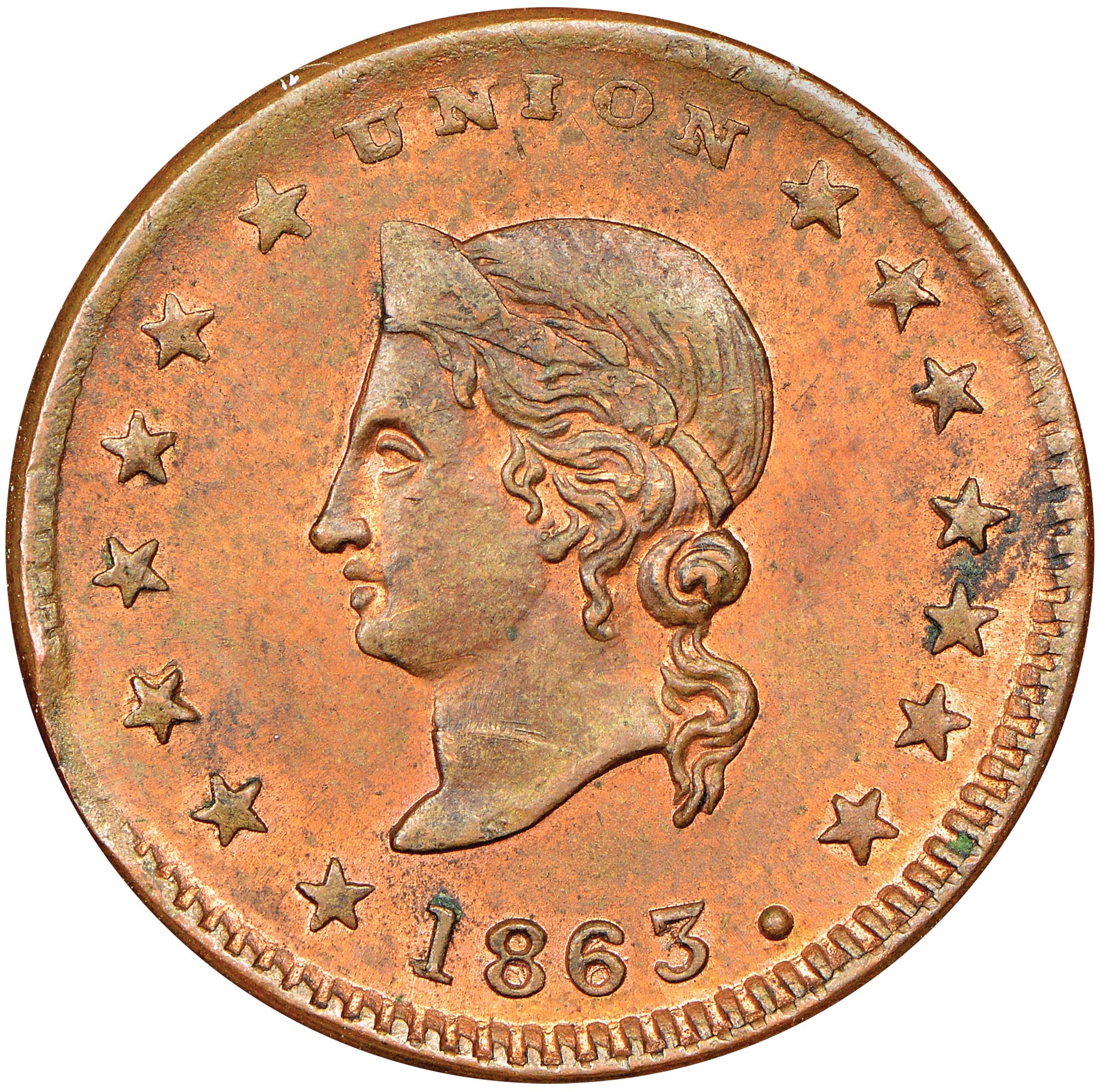 1863 Civil War F-34/275 A Token MS Civil War Patriotic Tokens | NGC