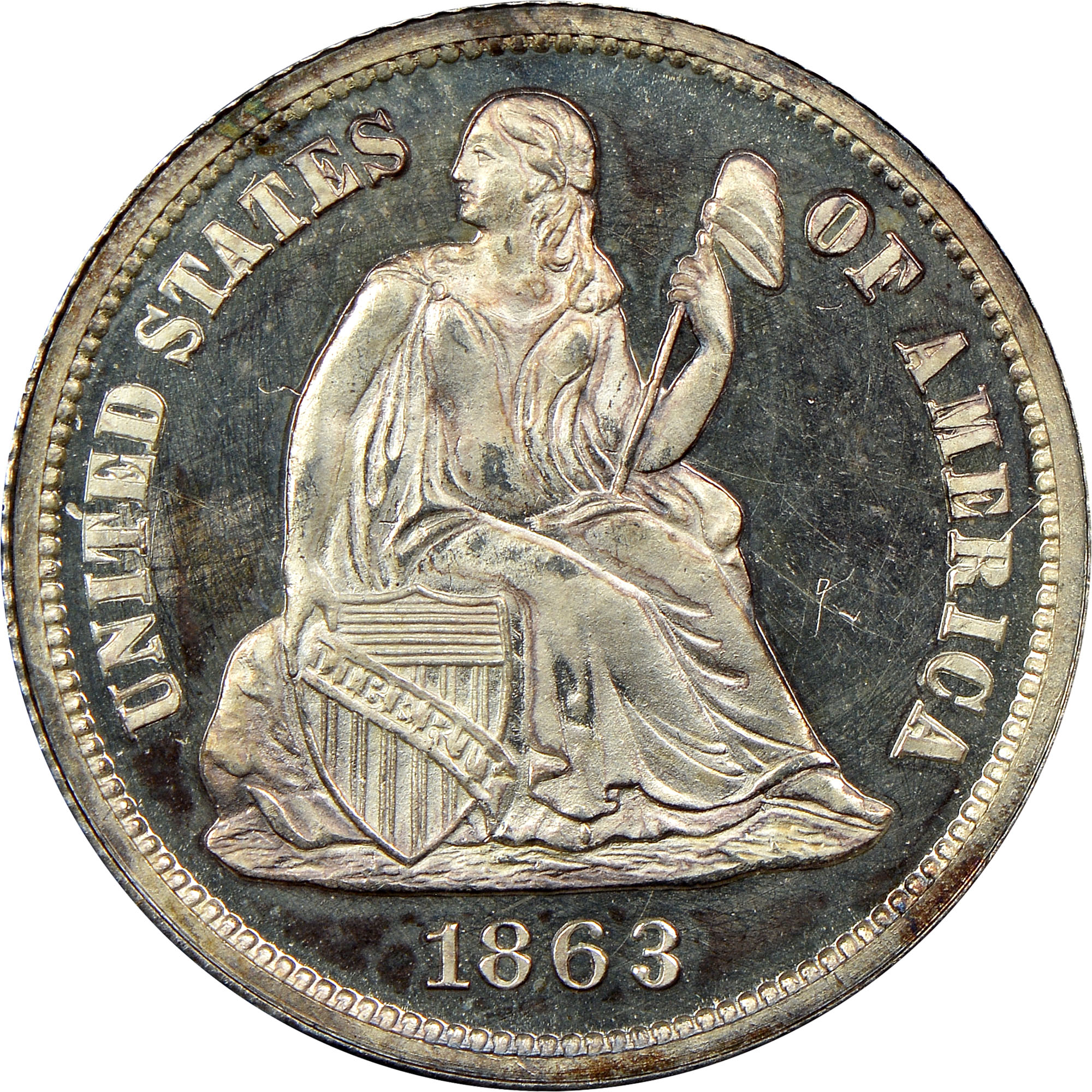 1863 10C PF Seated Liberty Dimes NGC 1863-10c-pf-seated-liberty-dimes-ngc