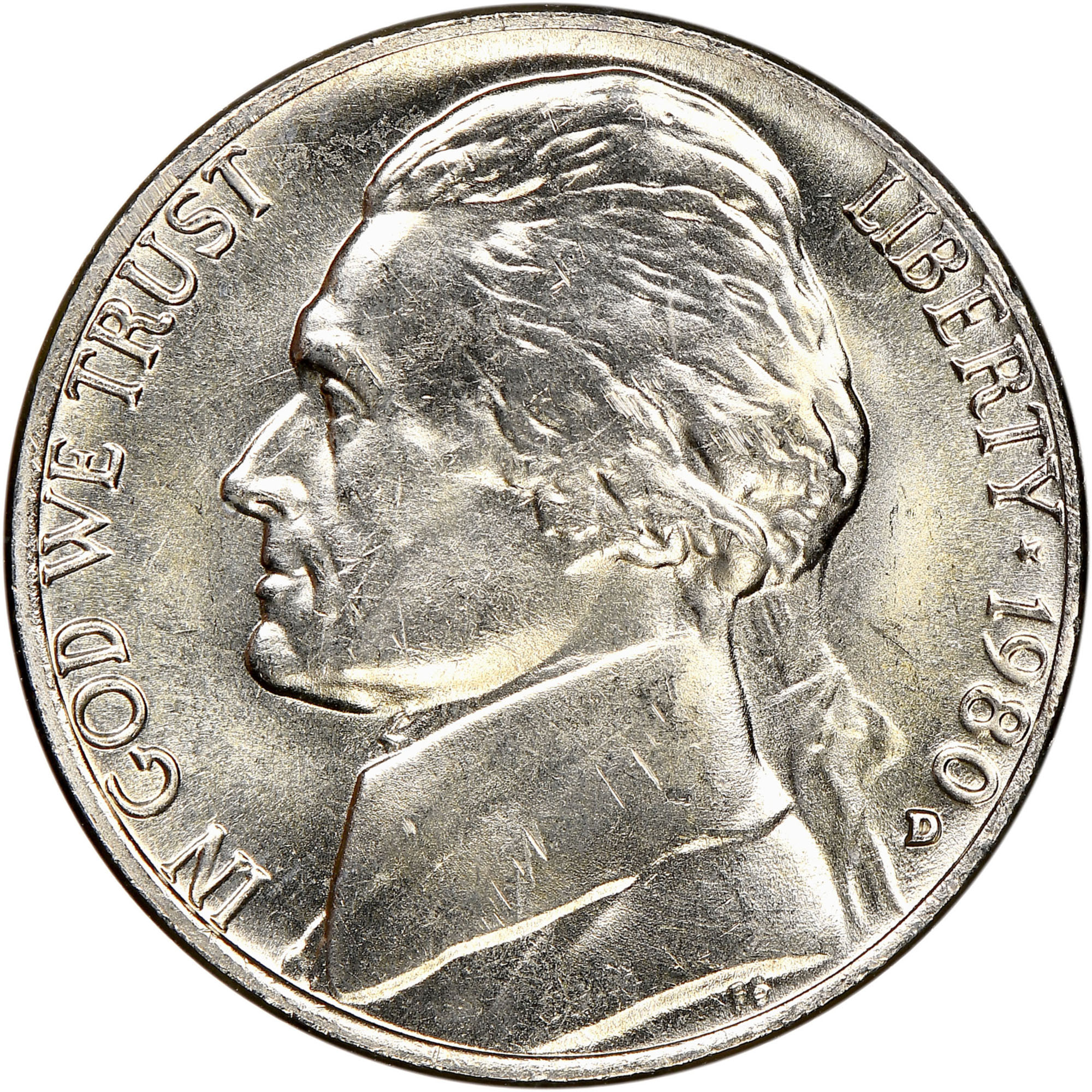 1980 D 5C MS Jefferson Five Cents NGC 1980 D 5C MS Jefferson Five Cents NGC