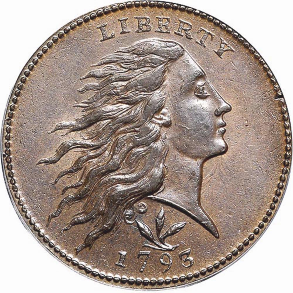 1793 Wreath Vine&bars 1C MS Flowing Hair Cents | NGC