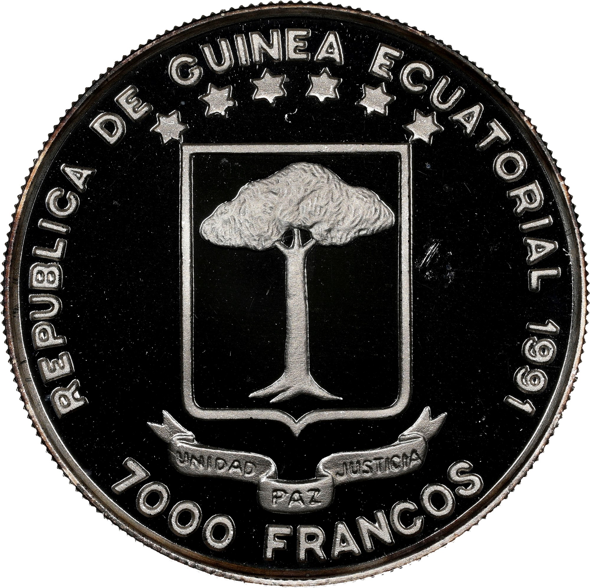 Equatorial Guinea 7000 Francos KM 66 Prices & Values | NGC