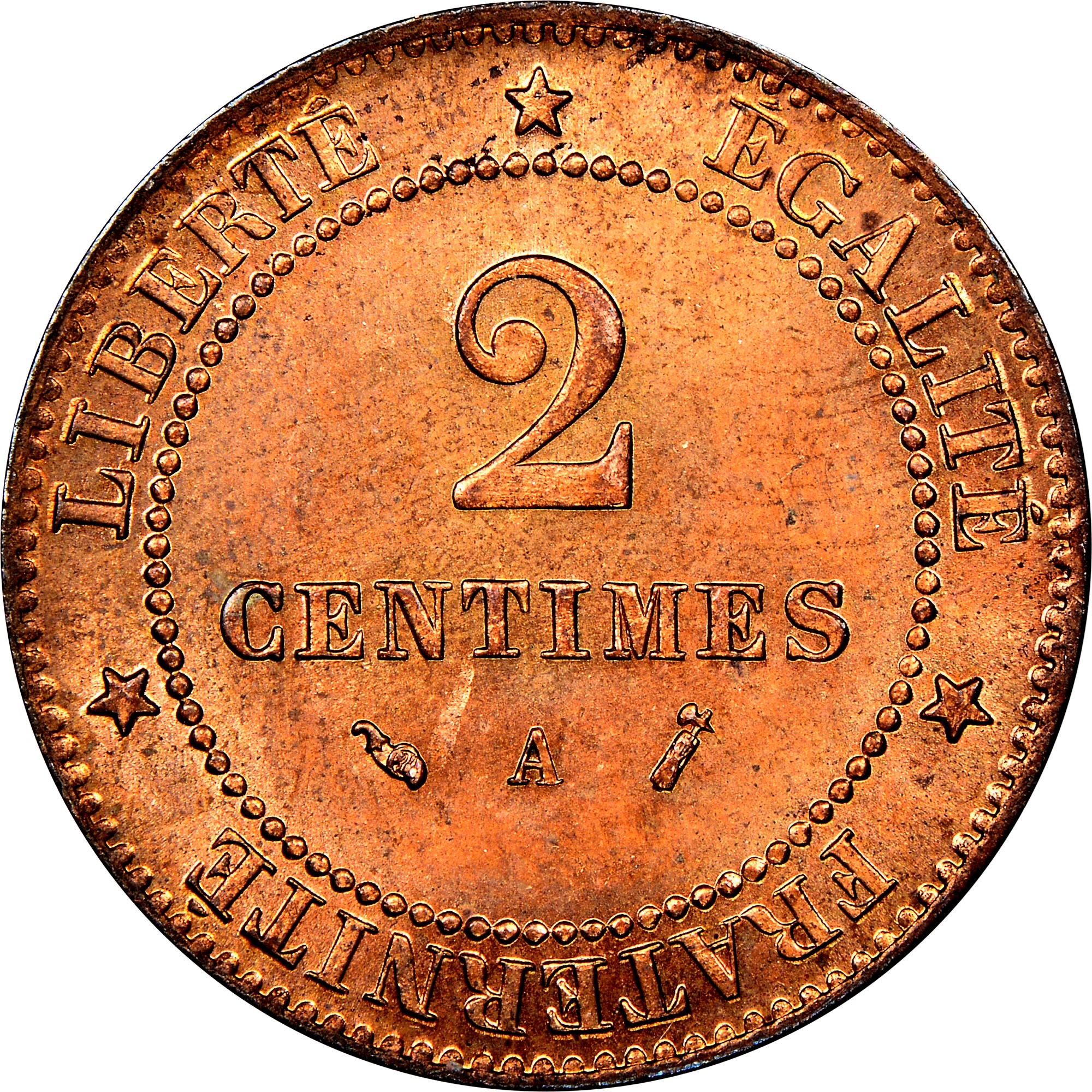 France 2 Centimes KM 827.1 Prices & Values | NGC