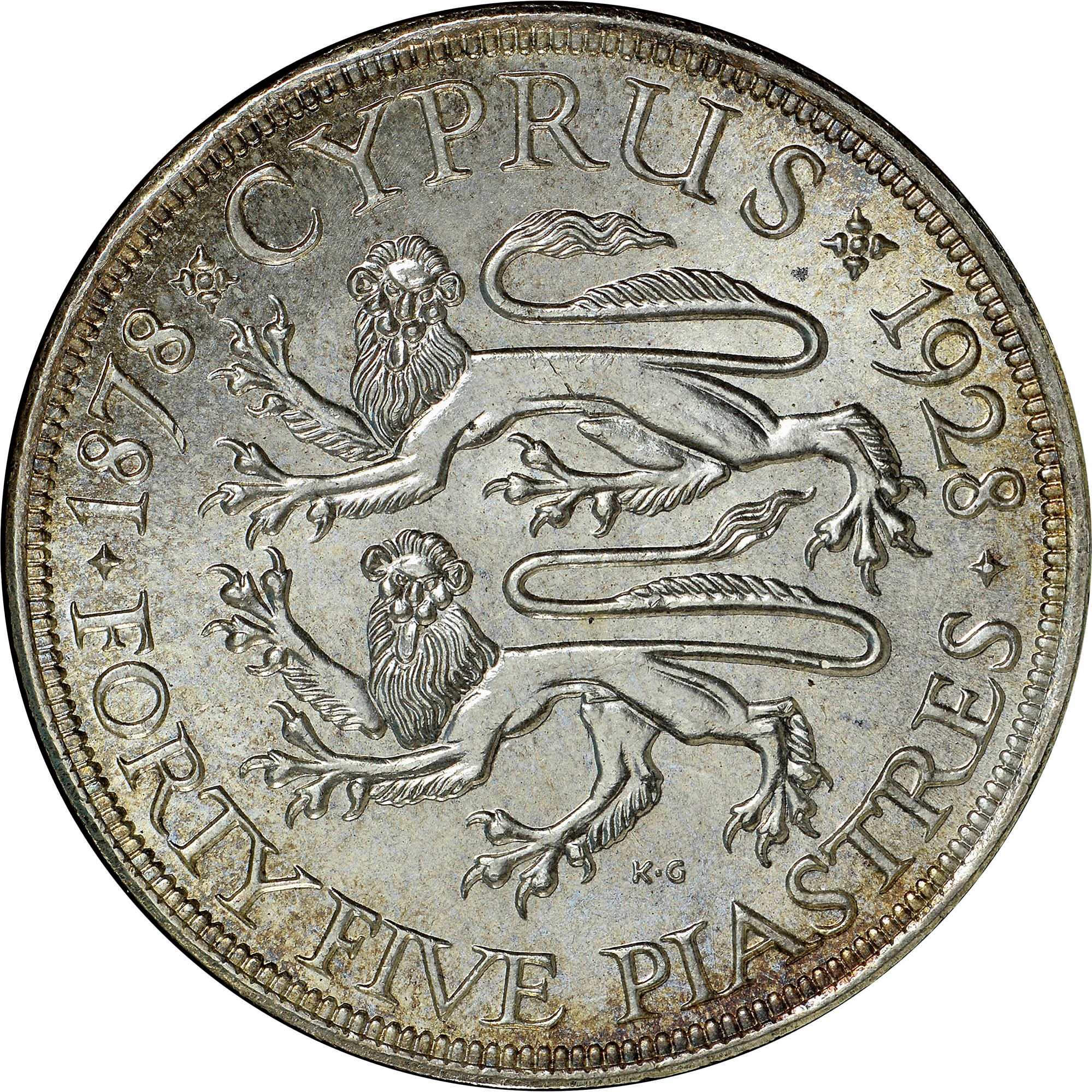 Cyprus 45 Piastres KM 19 Prices & Values | NGC