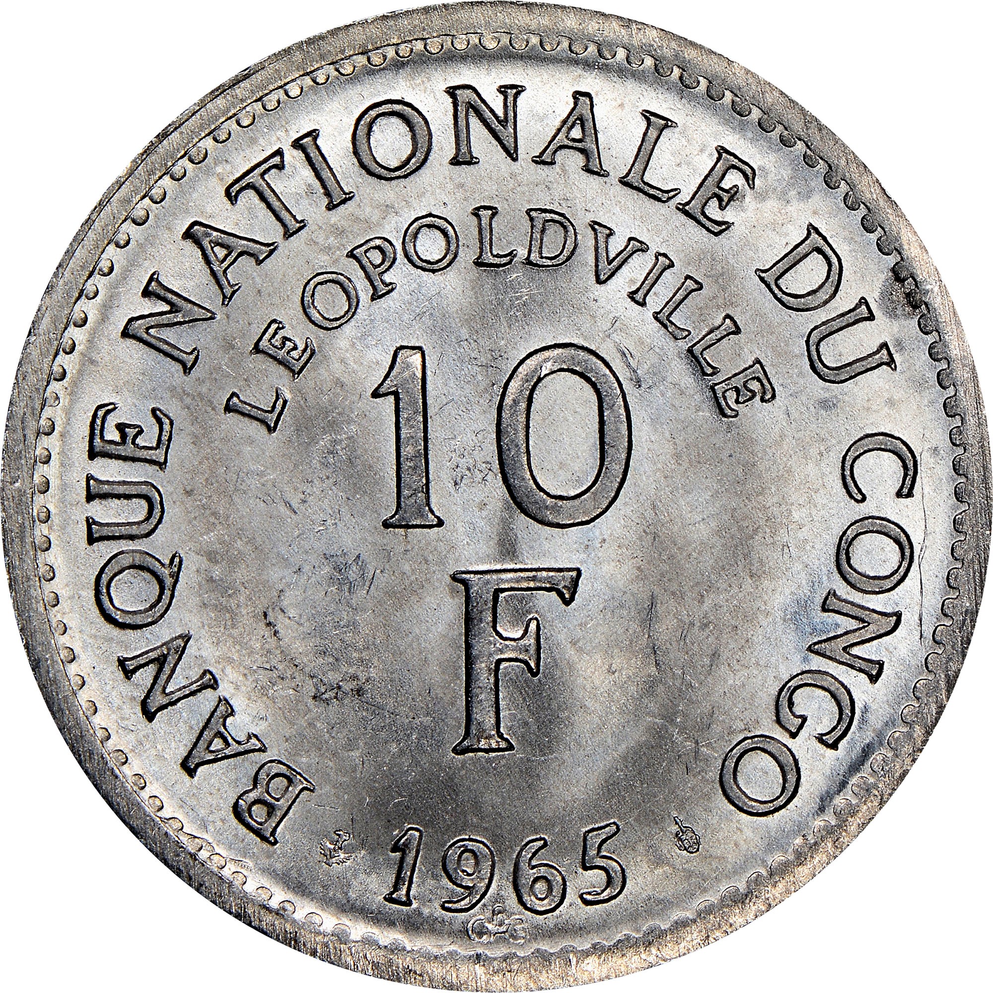 Congo, Democratic Republic 10 Francs KM 1 Prices & Values | NGC