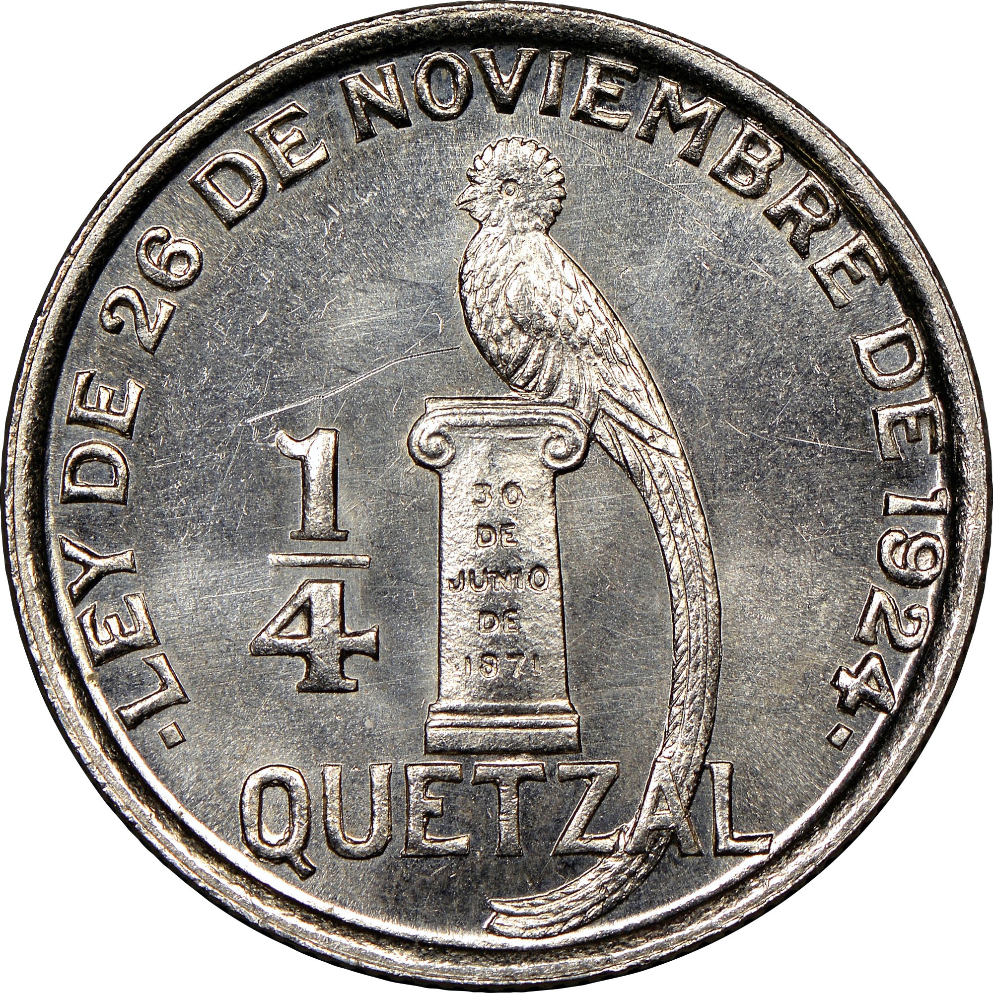 Guatemala 1/4 Quetzal KM 243.2 Prices & Values | NGC