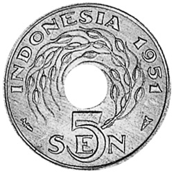 Indonesia 5 Sen KM 5 Prices & Values | NGC
