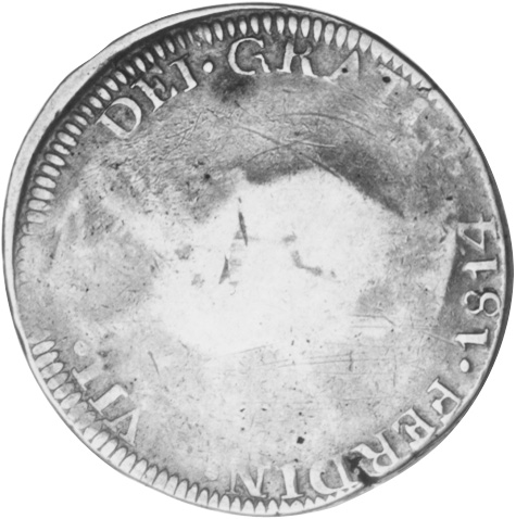 War Of Independence ROYALIST COUNTERMARKED COINAGE 8 Reales KM 194.10