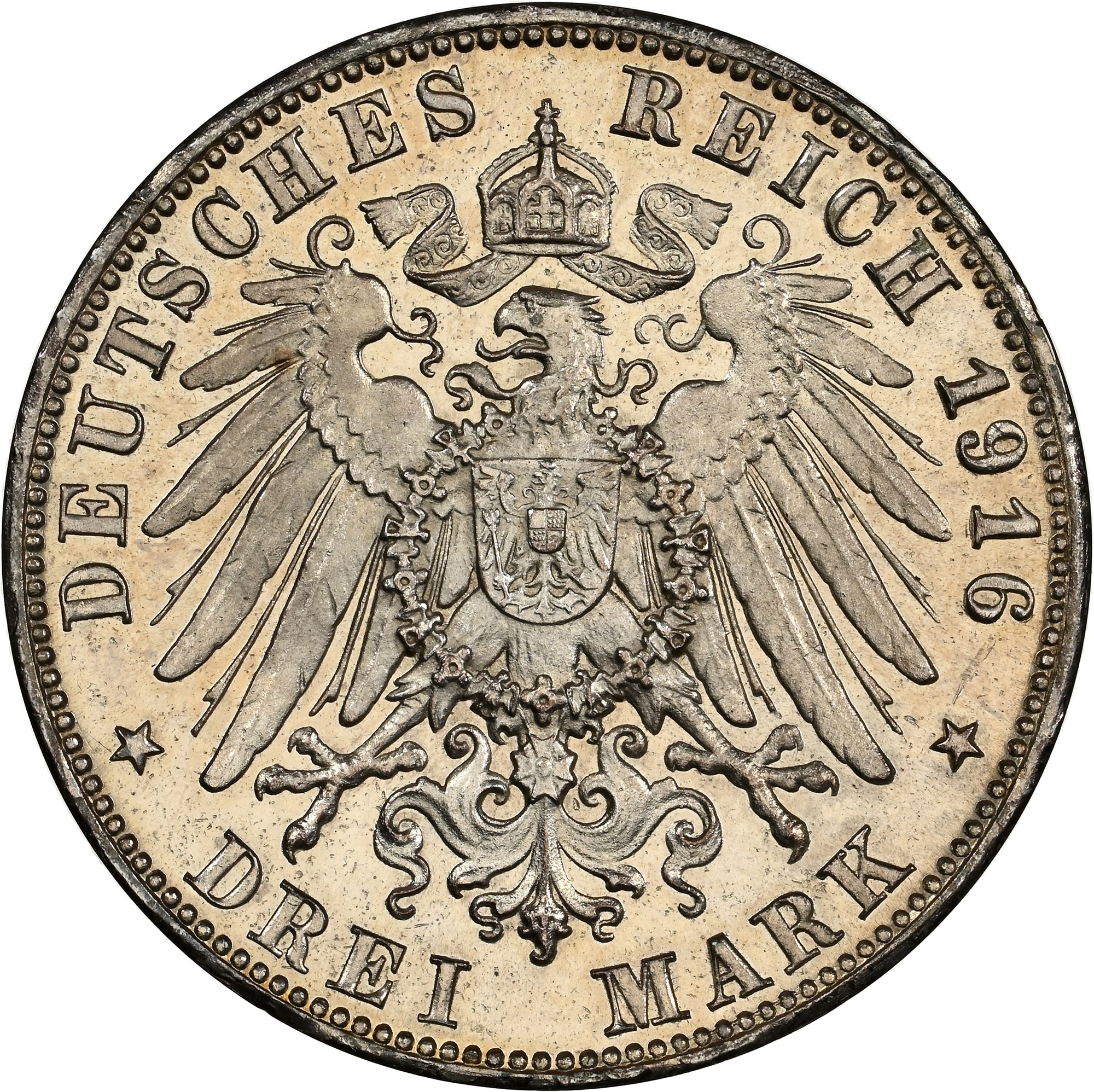 German States WÜRTTEMBERG 3 Mark KM 638 Prices & Values | NGC