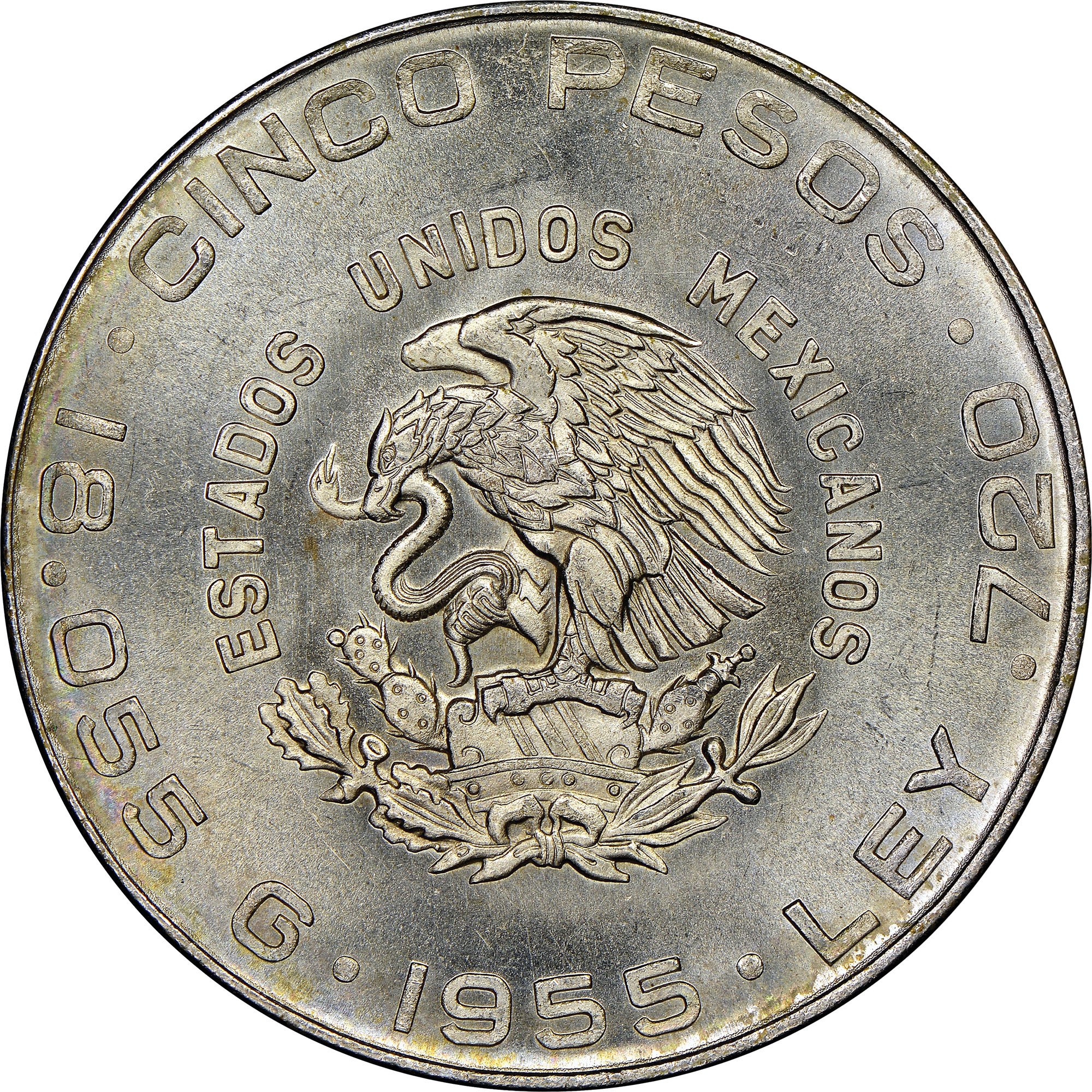 Mexico ESTADOS UNIDOS MEXICANOS 5 Pesos KM 469 Prices & Values | NGC