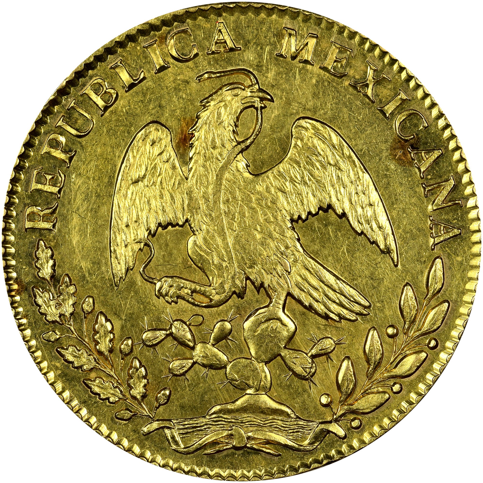 Mexico FIRST REPUBLIC 8 Escudos KM 383.9 Prices & Values | NGC