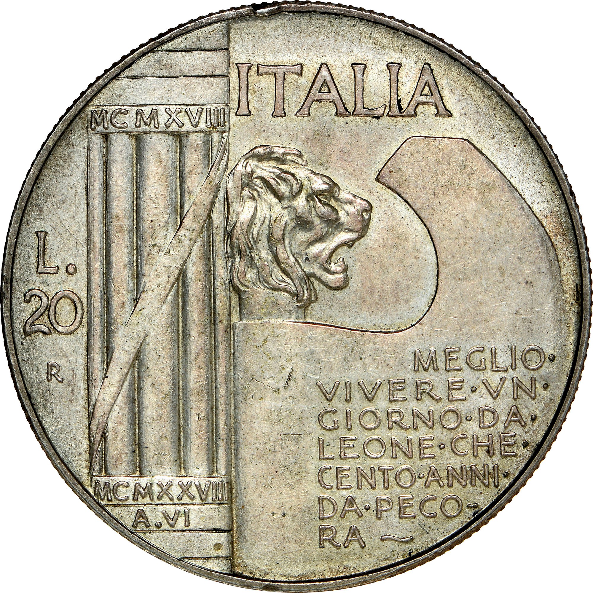 Italy 20 Lire KM 70 Prices & Values | NGC