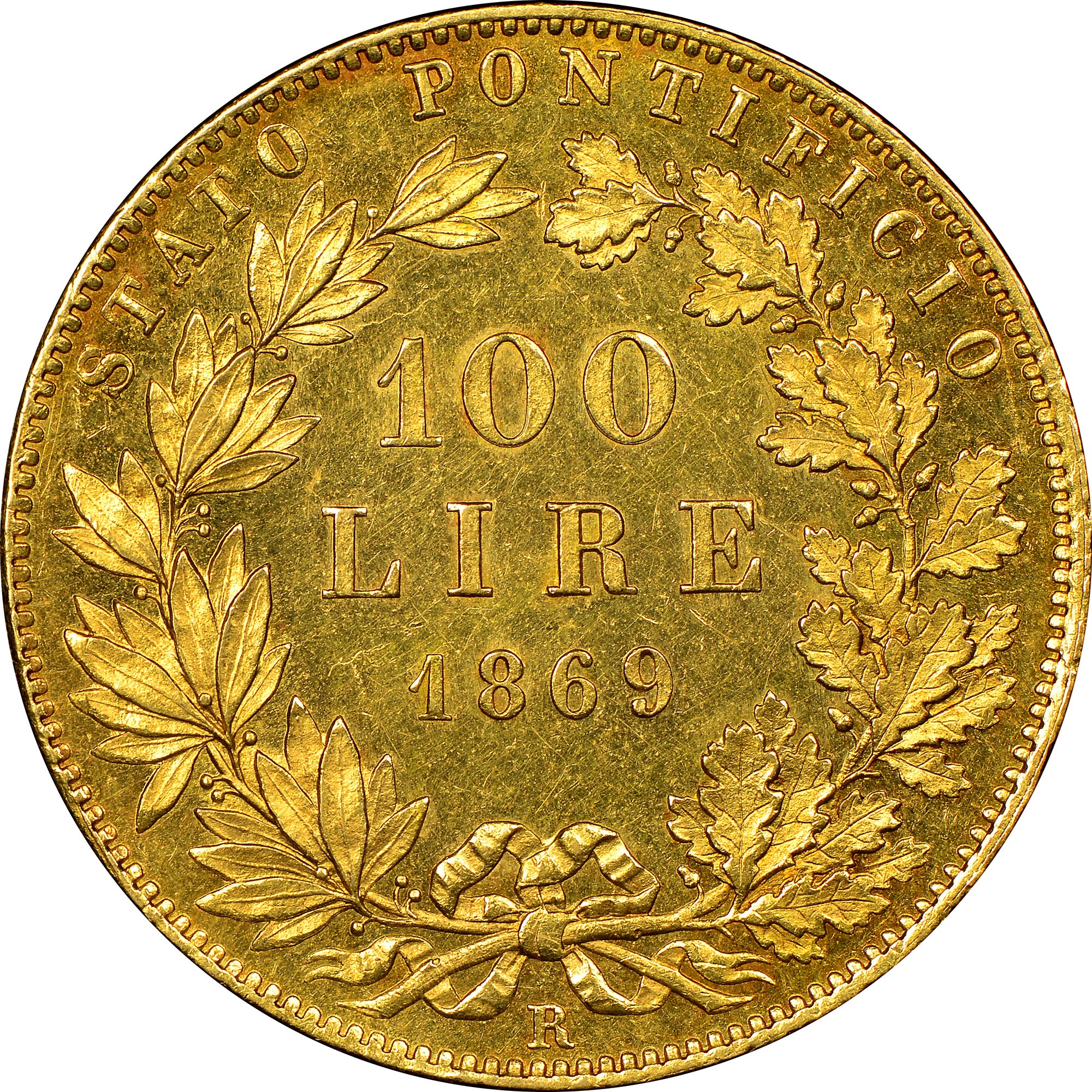 Italian States PAPAL STATES 100 Lire KM 1383 Prices & Values | NGC