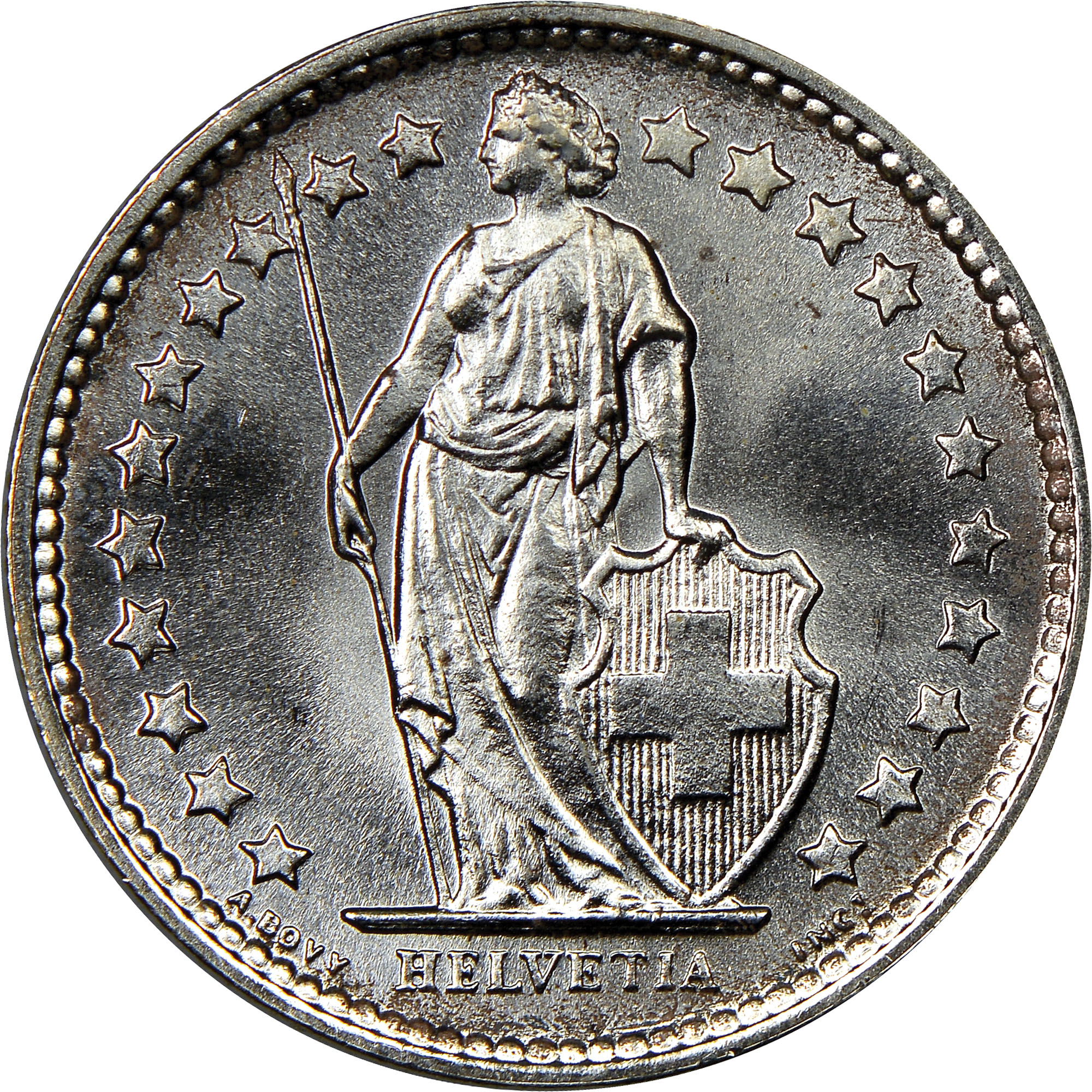 Switzerland 1 2 Franc KM 23 Prices Values NGC