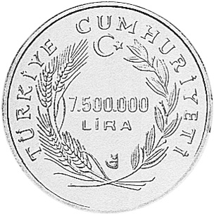 Turkey 7500000 Lira KM 1102 Prices & Values | NGC