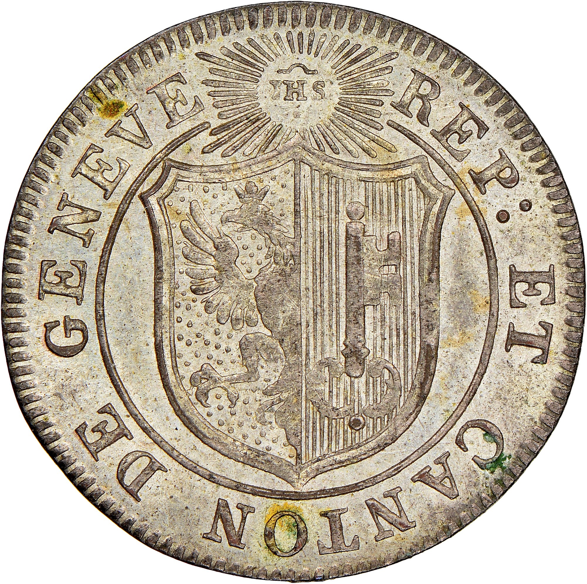 Swiss Cantons GENEVA (Swiss Cantons) 1-1/2 Sol KM 117 Prices & Values