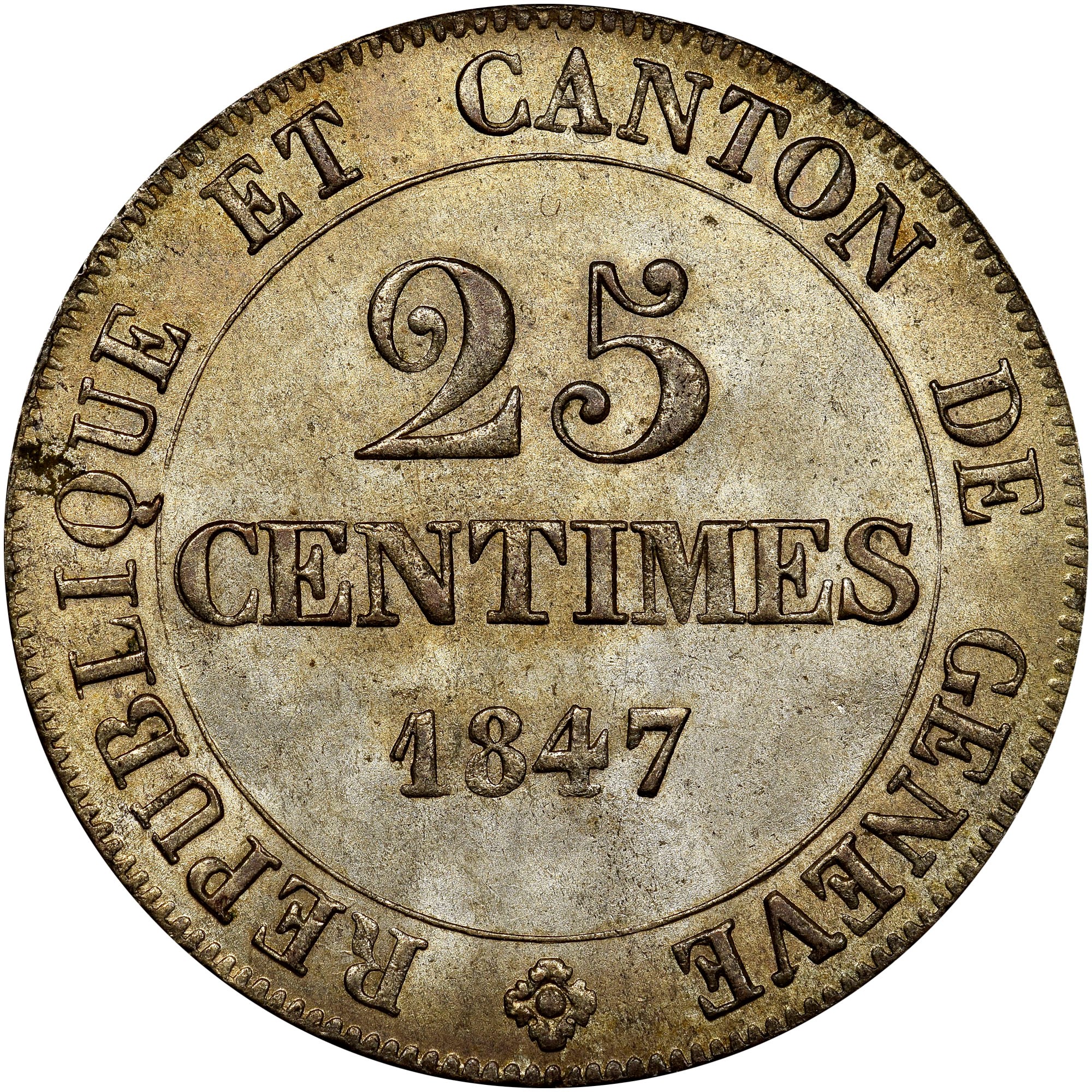 Swiss Cantons GENEVA (Swiss Cantons) 25 Centimes KM 135 Prices & Value