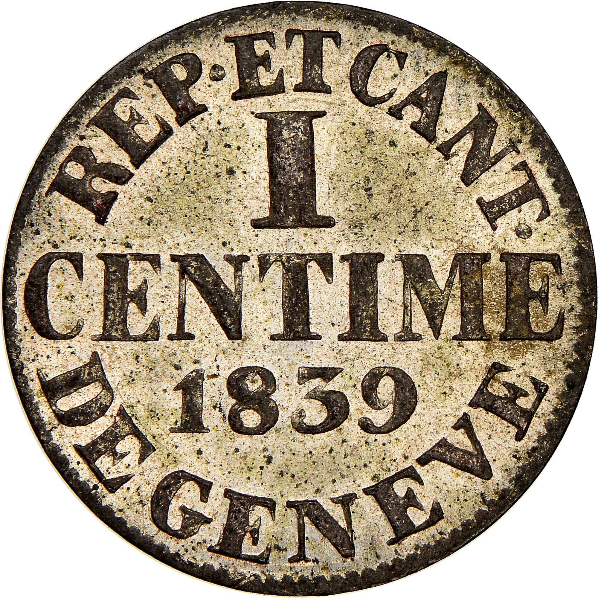 Swiss Cantons GENEVA (Swiss Cantons) Centime KM 125 Prices & Values
