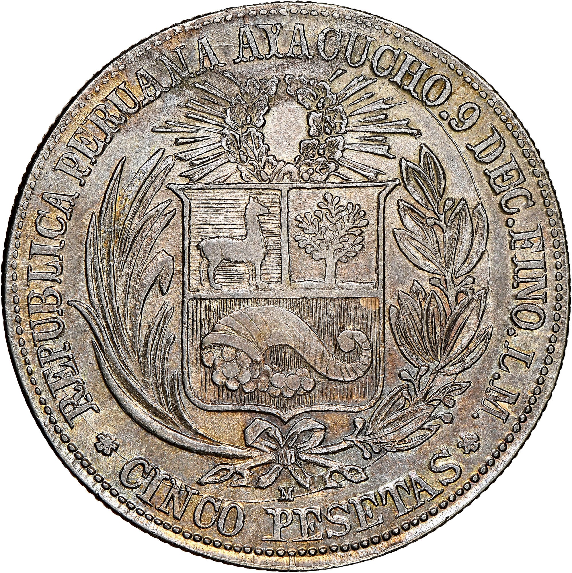 Peru 5 Pesetas KM 201.3 Prices & Values | NGC