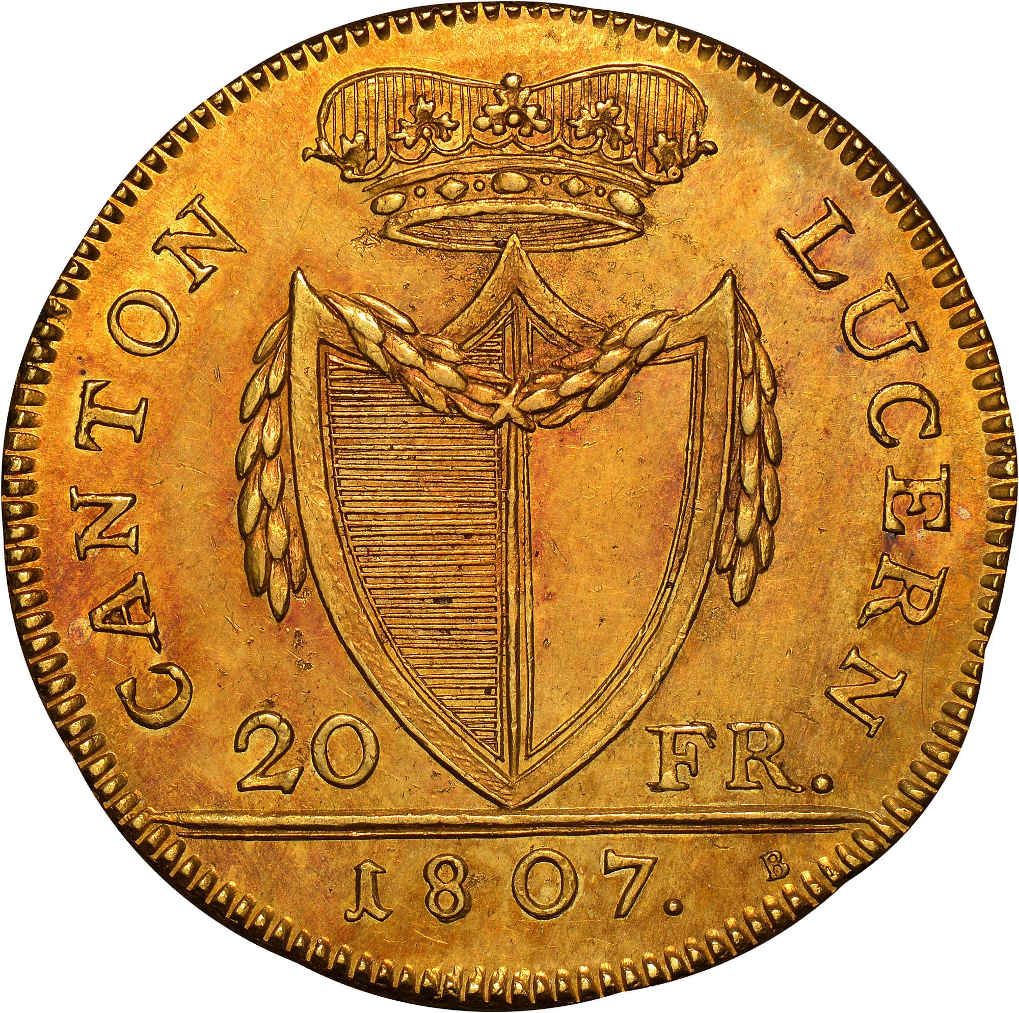 Swiss Cantons LUZERN 20 Franks KM 102 Prices & Values | NGC