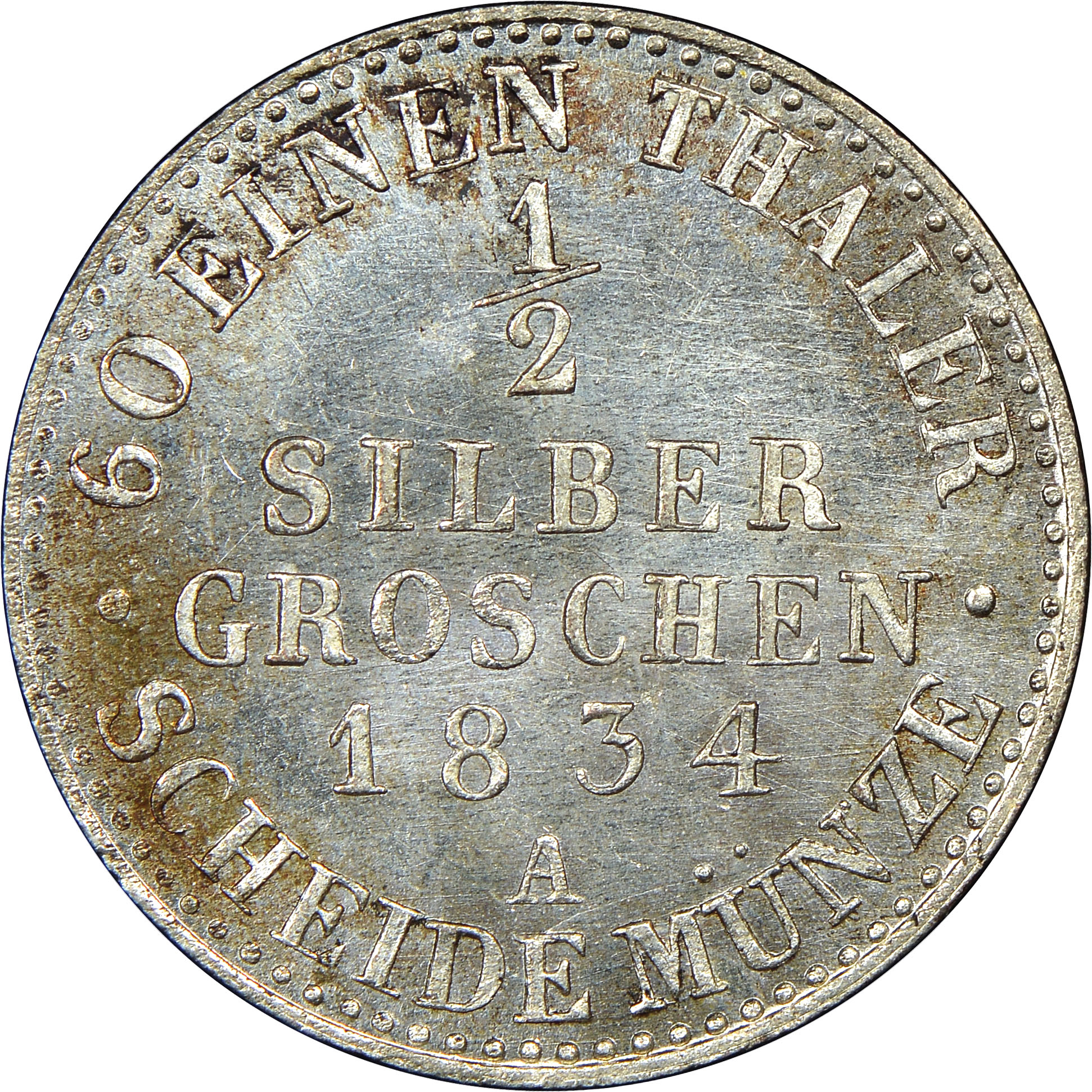 1821-1840 German States PRUSSIA 1/2 Silber Groschen KM 409 Prices & Va