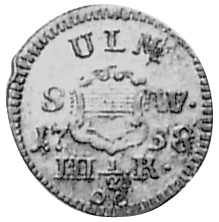 German States ULM 3-1/2 Kreuzer-2-1/2 Kreuzer KM 120 Prices & Values