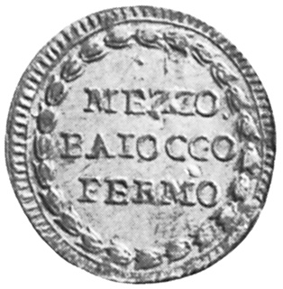 Italian States ROMAN REPUBLIC-FERMO 1/2 Baiocco KM 7 Prices & Values