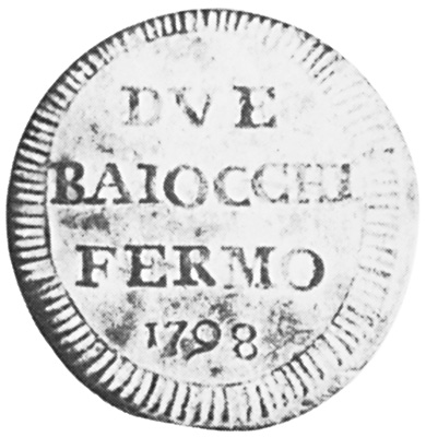 Italian States ROMAN REPUBLIC-FERMO 2 Baiocchi KM 12 Prices & Values