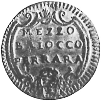 Italian States PAPAL STATES-FERRARA 1/2 Baiocco KM 137 Prices & Values