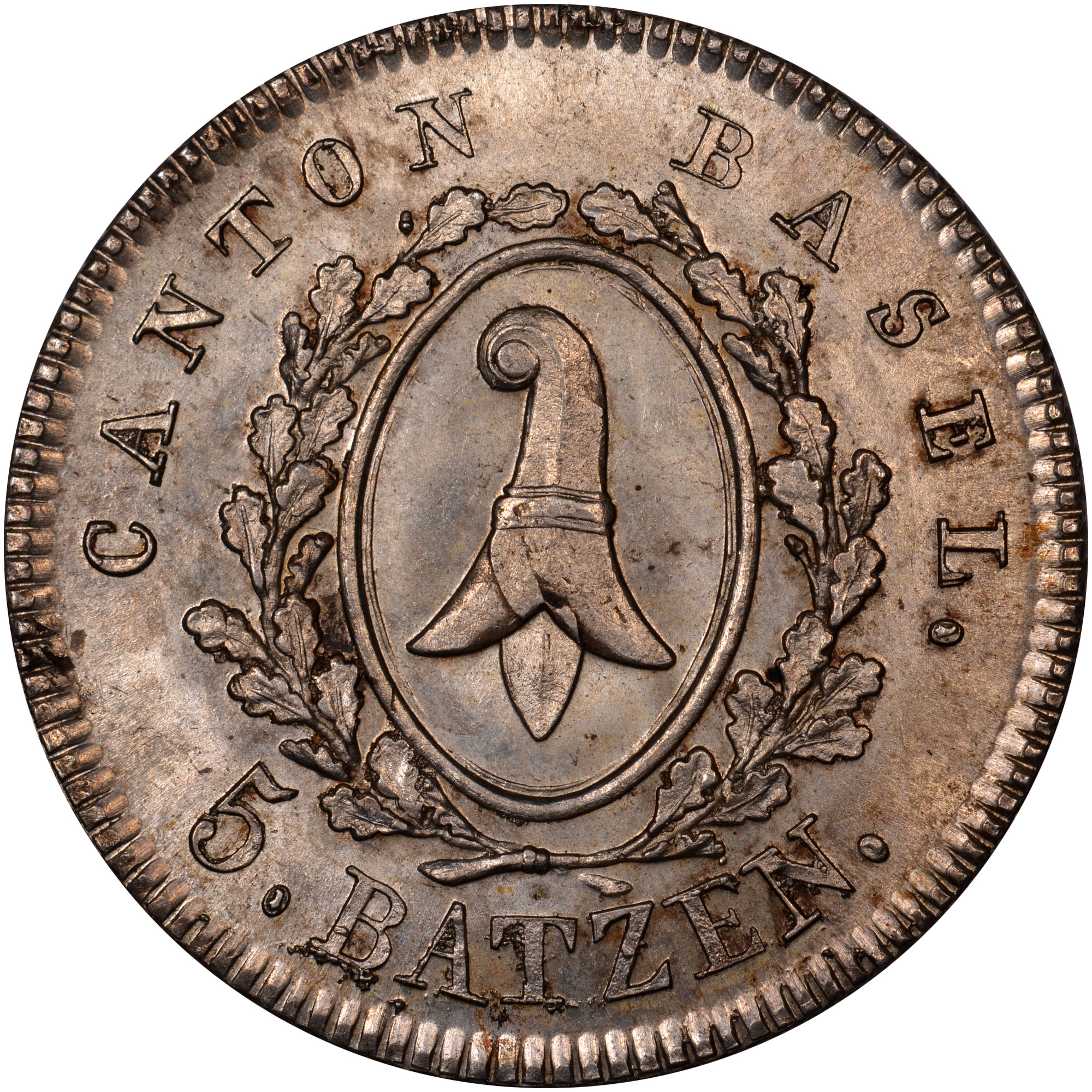 Swiss Cantons BASEL 5 Batzen KM 209 Prices & Values | NGC