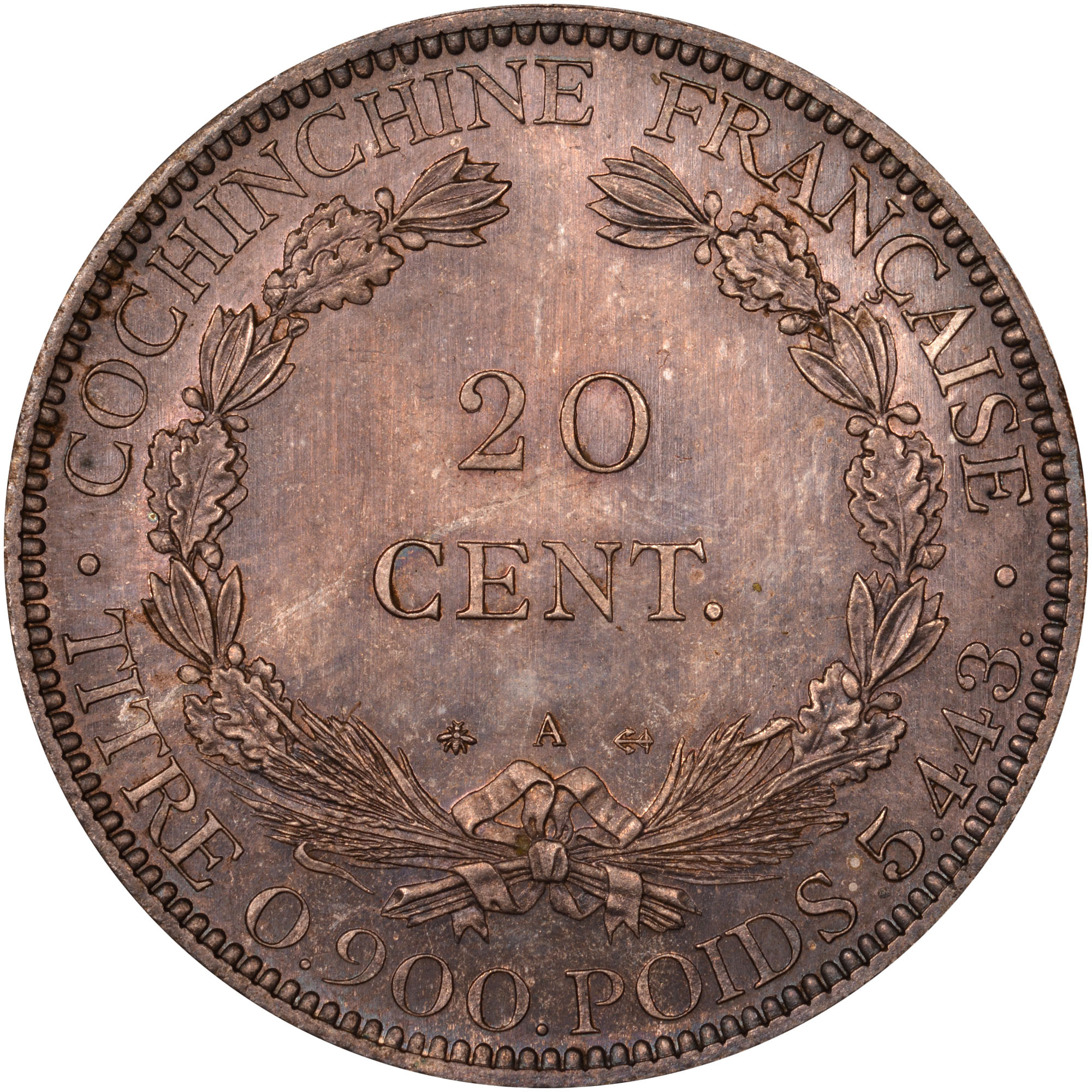 French Cochin China 20 Cents KM 5 Prices & Values | NGC