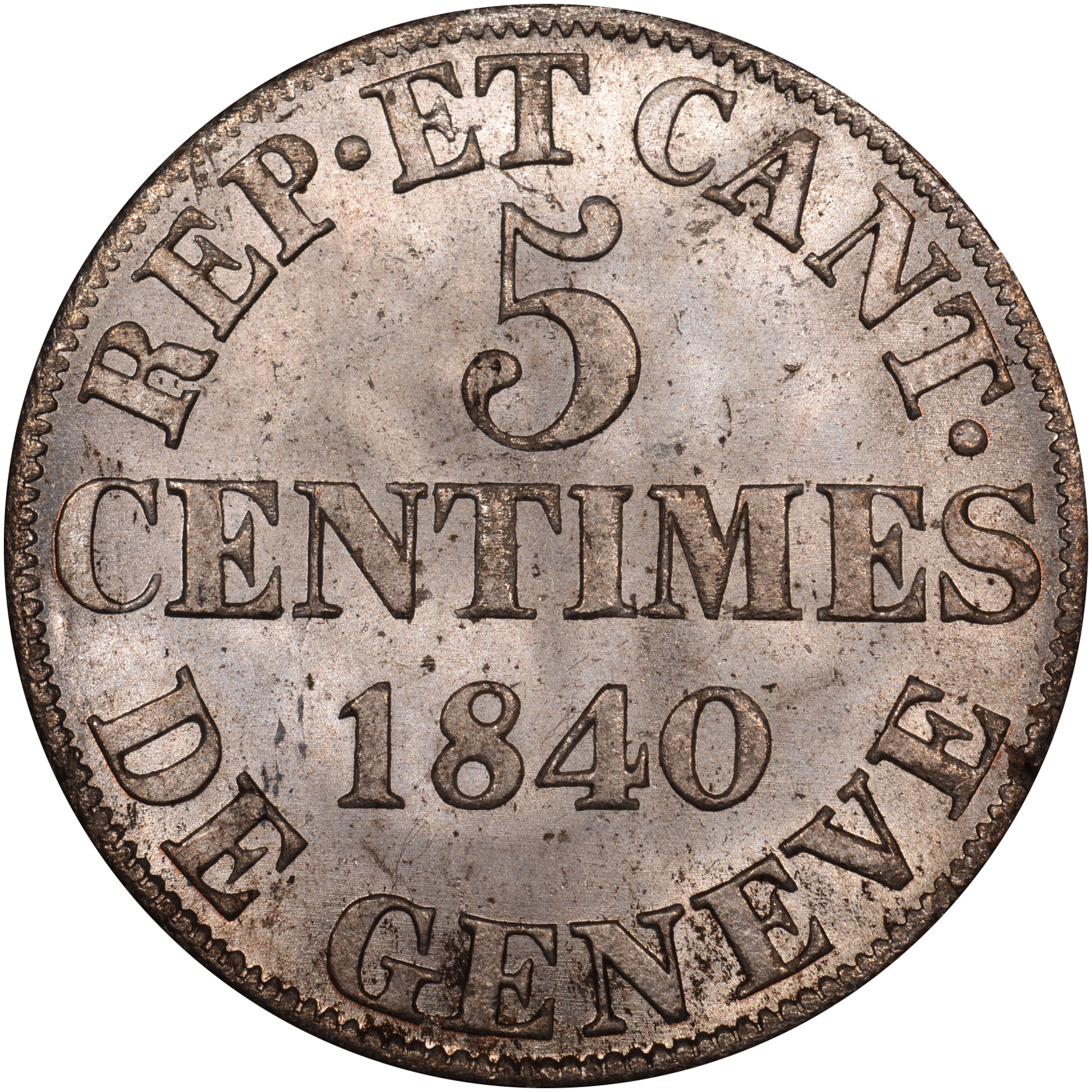 Swiss Cantons GENEVA (Swiss Cantons) 5 Centimes KM 131 Prices & Values