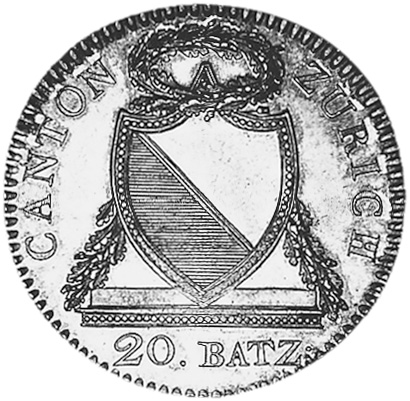 Swiss Cantons ZURICH (Swiss Cantons) 20 Batzen KM 188 Prices & Values