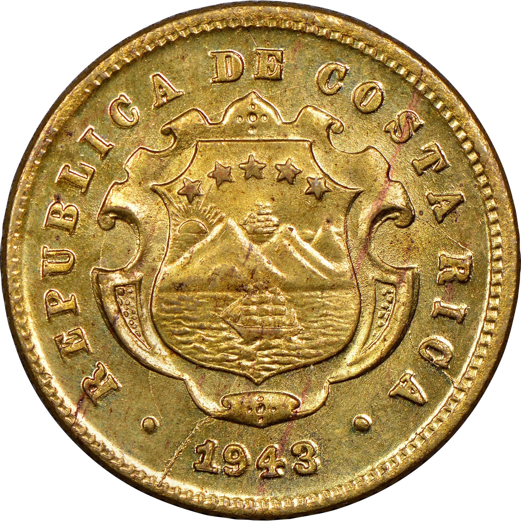 Costa Rica 10 Centimos KM 180 Prices & Values | NGC