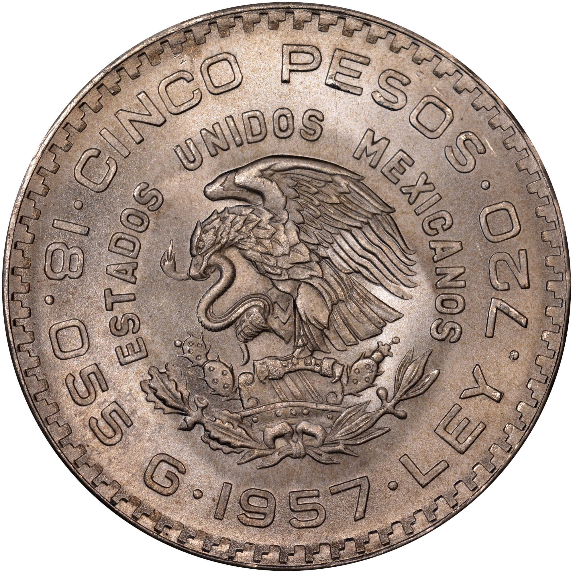 Mexico ESTADOS UNIDOS MEXICANOS 5 Pesos KM 470 Prices & Values | NGC
