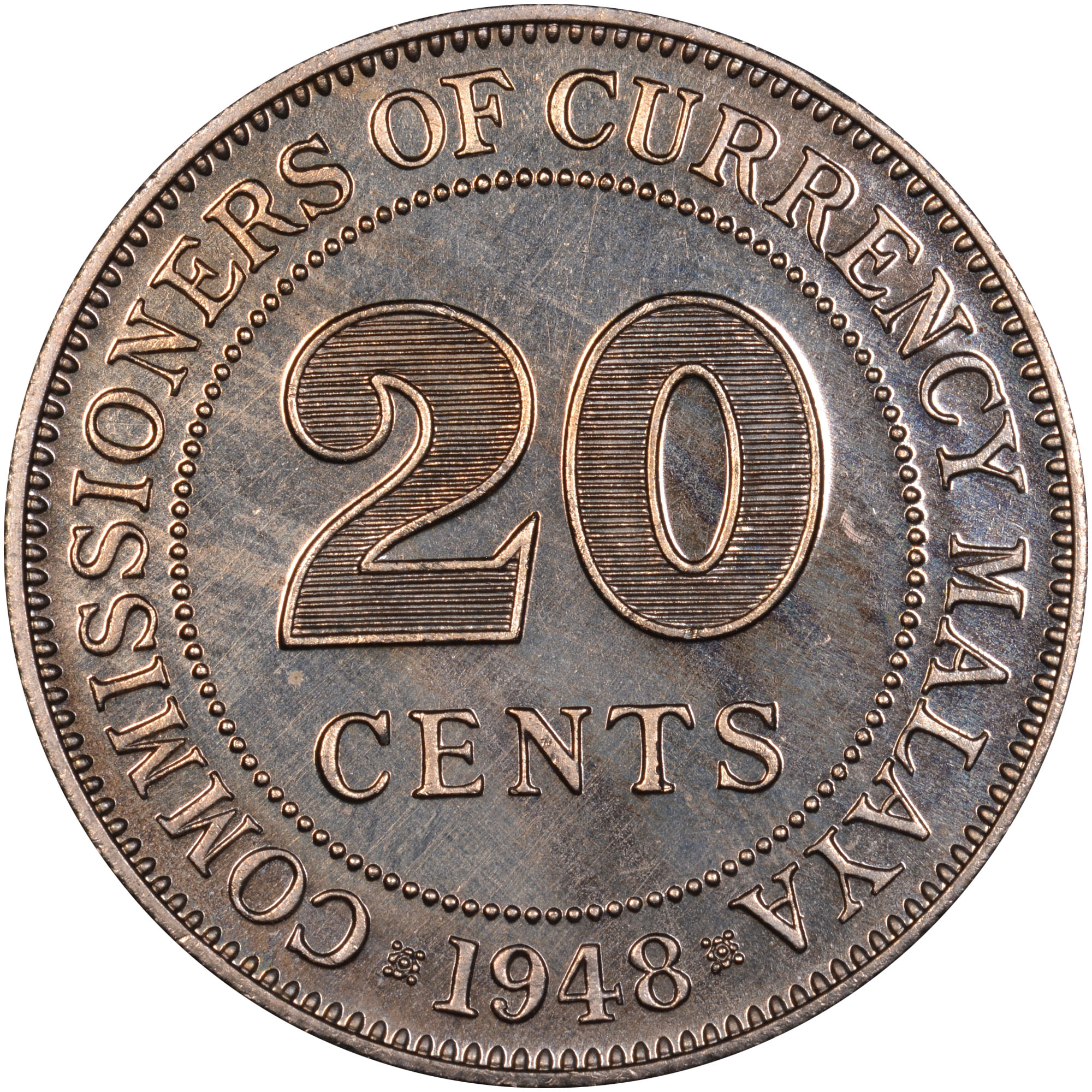 Malaya 20 Cents KM 9 Prices Values NGC Malaya 20 Cents KM 9 Prices Values NGC