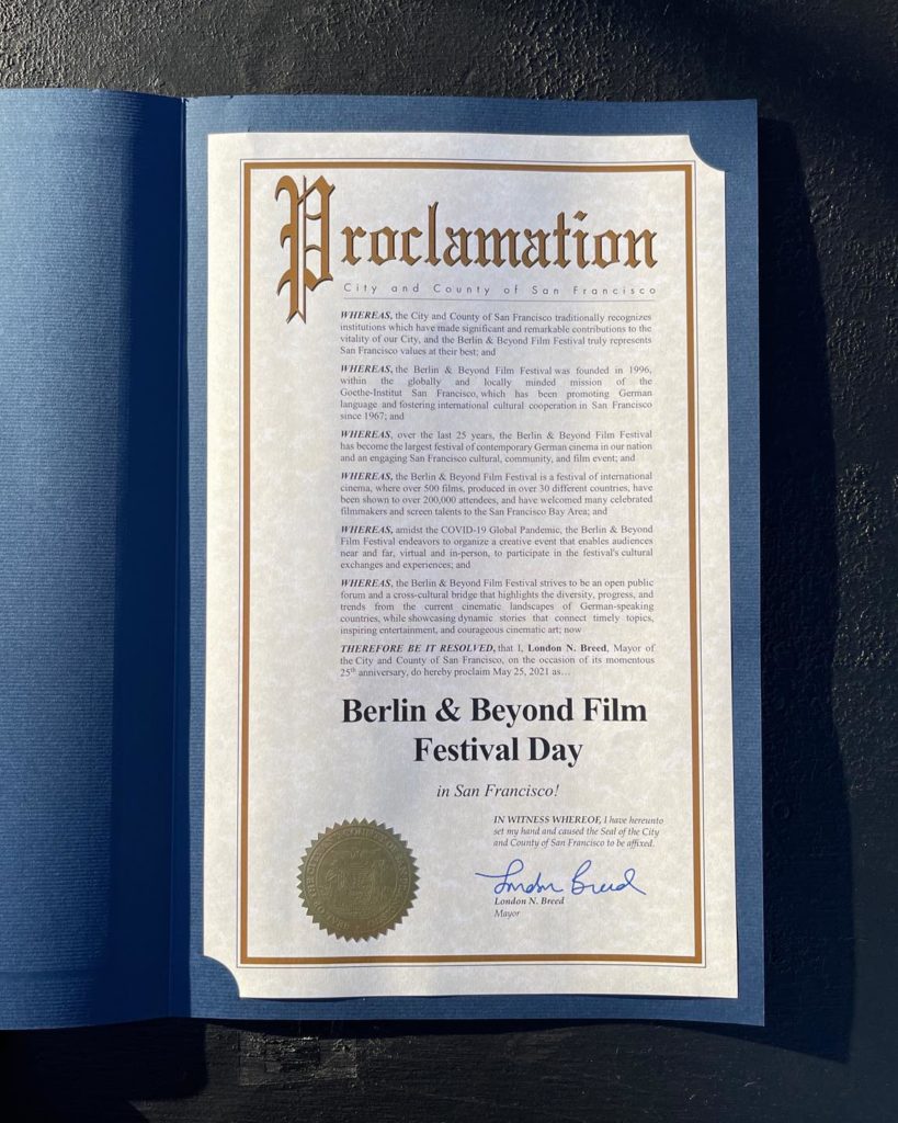 Mayoral Proclamation – 25th Berlin & Beyond Film Festival