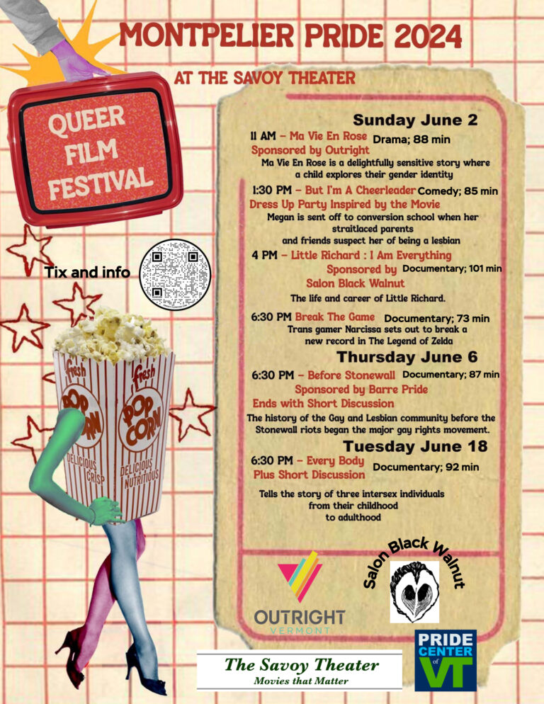 3rd Annual Montpelier Pride Queer Film Festival – The Savoy Theater