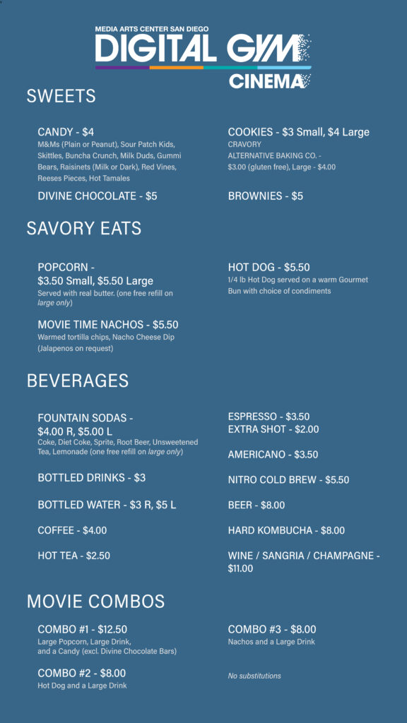 Food and Drinks – Digital Gym Cinema