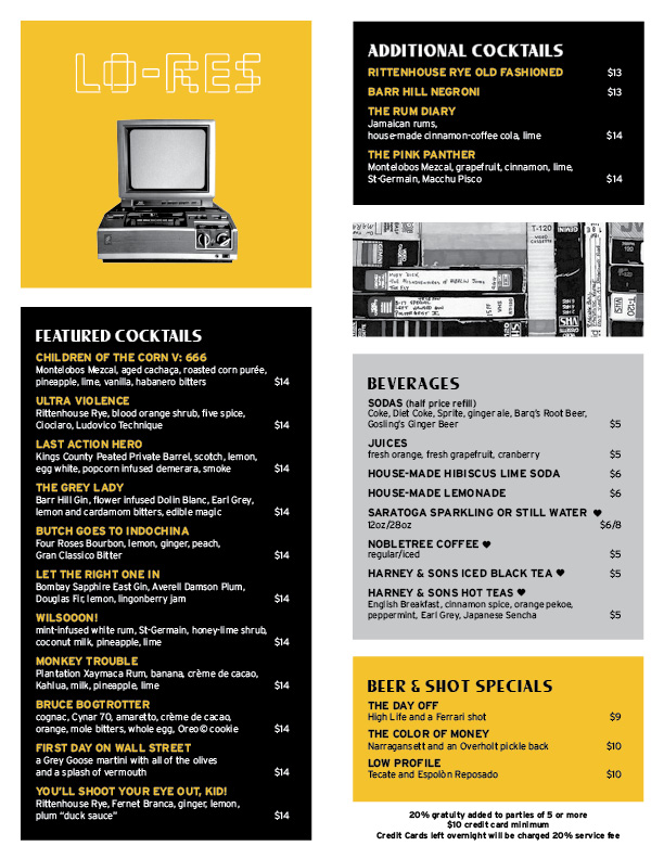 Lo-Res Menu – Nitehawk Cinema – Williamsburg
