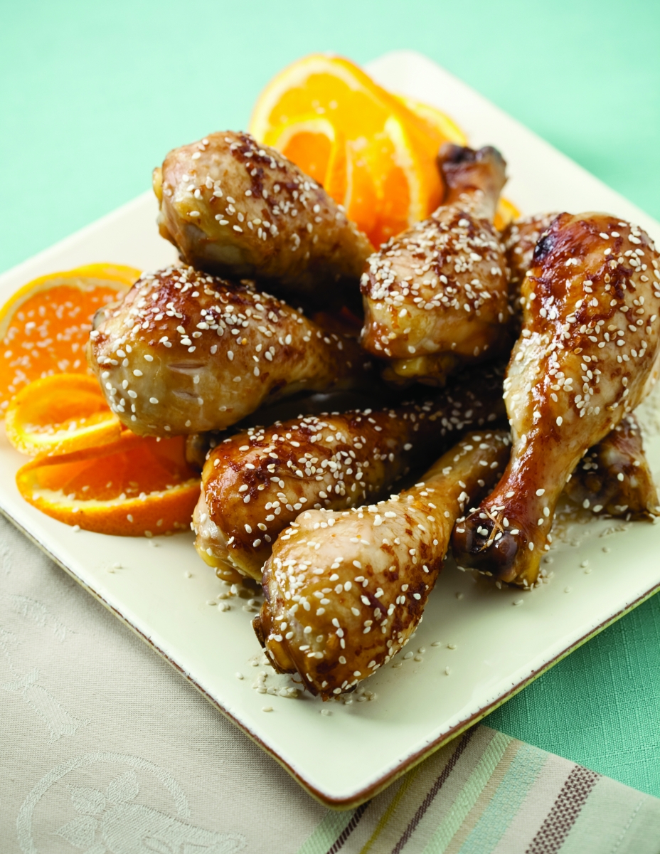 Sticky Orange Drumsticks - NJ Family