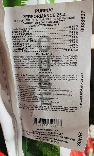 Purina 25-4 Cattle Cube Junction Warehouse Company Junction, TX