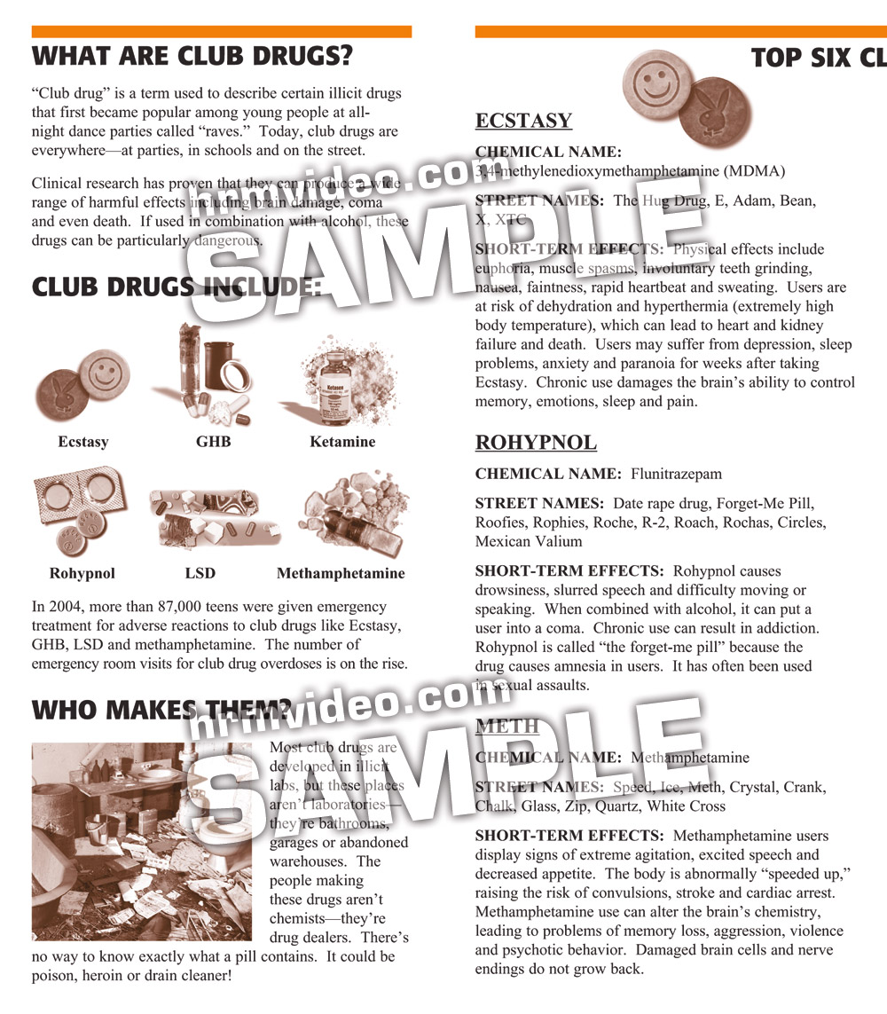 Club Drugs Parent Pamphlets - Human Relations Media - K-12 Video and ...